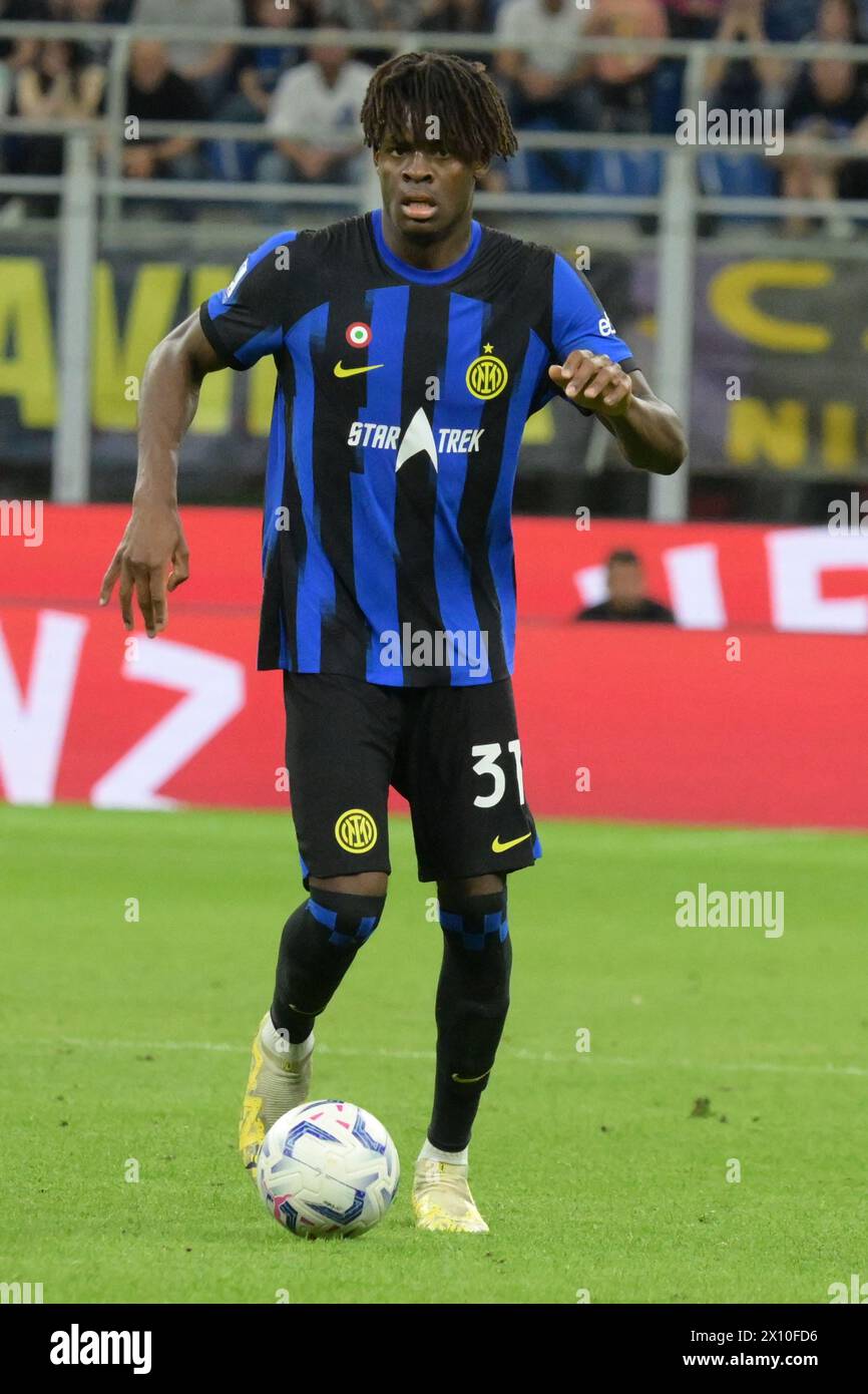 Milan, Italy, 14 April, 2024 Yann Aurel Bisseck of FC Internazionale in ...