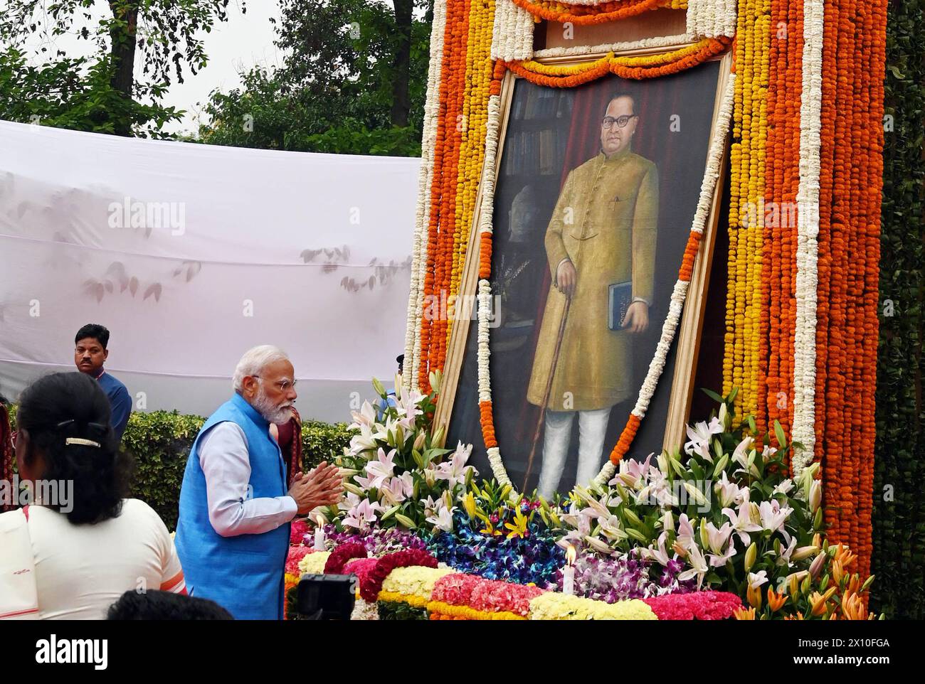 NEW DELHI, INDIA - APRIL 14: Prime Minister Narendra Modi pays tribute ...