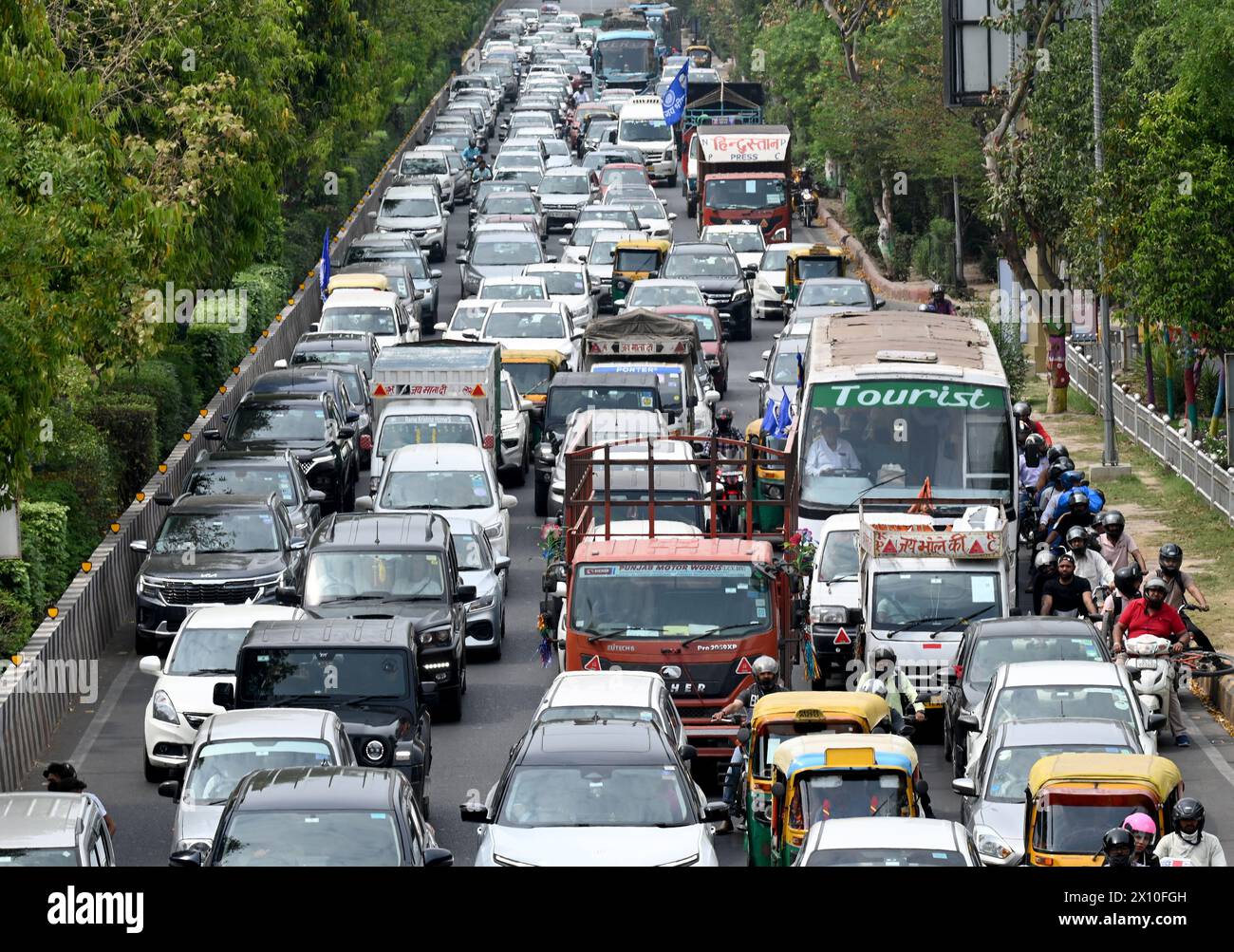 NOIDA, INDIA - APRIL 14: Traffic jam seen on Noida-Greater Noida ...