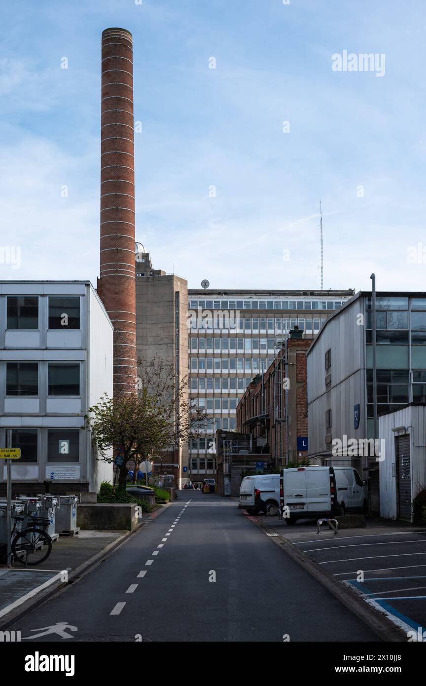 Ixelles, Brussels, Belgium - April 13, 2024 - Industrial buildings at ...