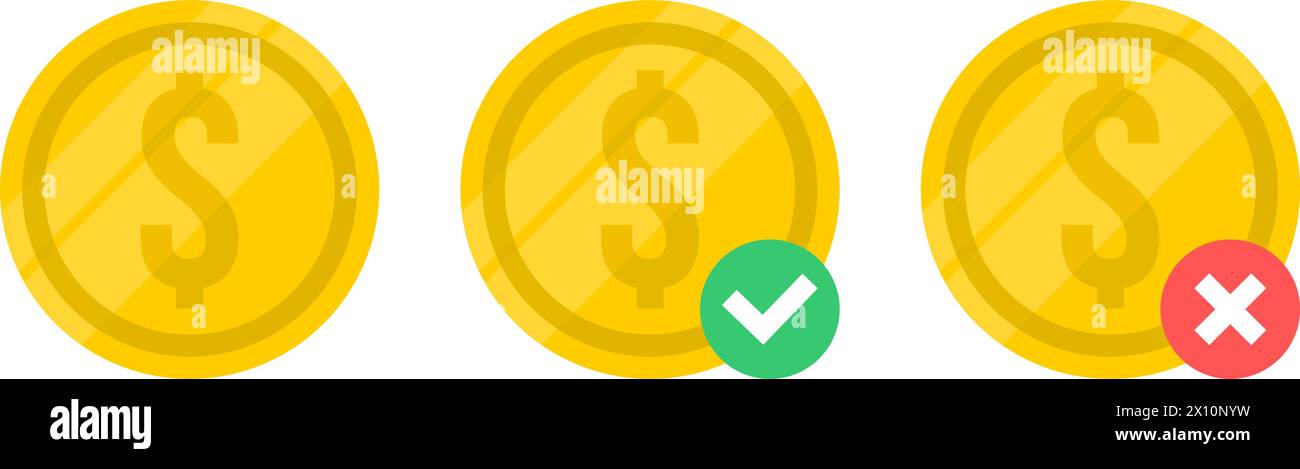 Money icon. Coin icon. Gold coin icon set. Gold coin with dollar sign ...