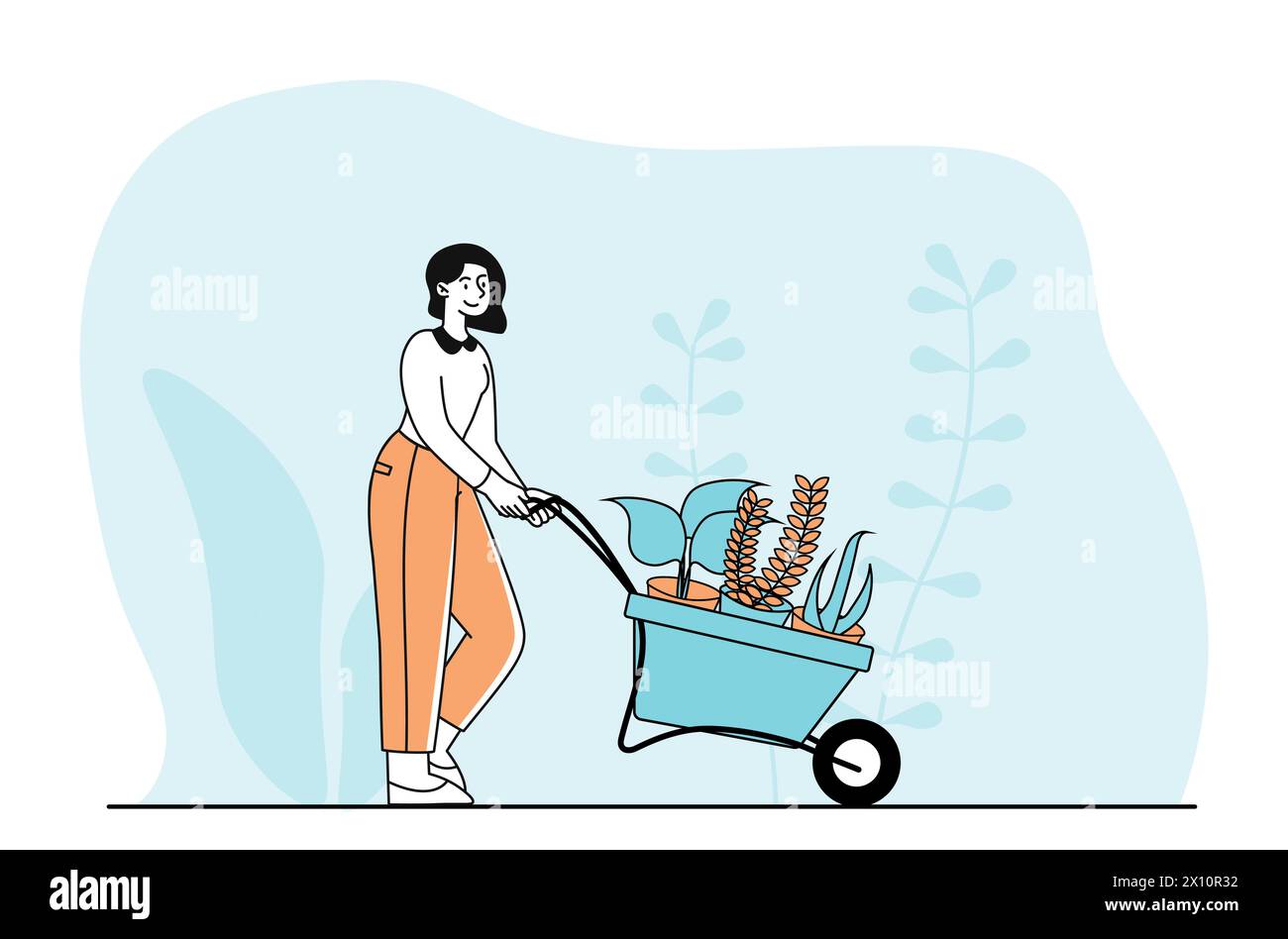 Woman with gardening vector simple Stock Vector Image & Art - Alamy