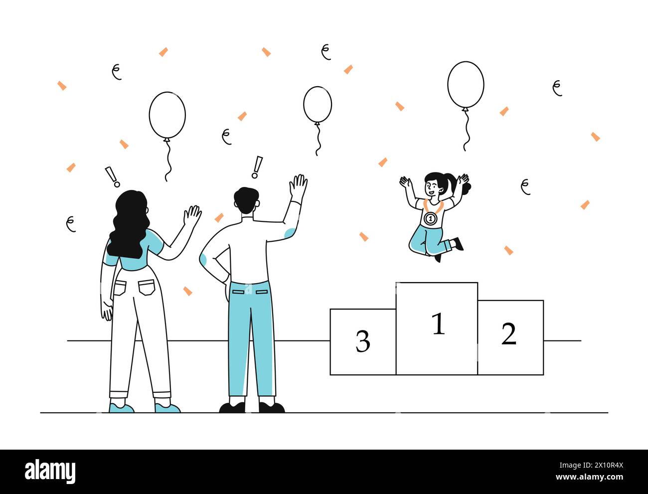 First place girl vector linear Stock Vector Image & Art - Alamy