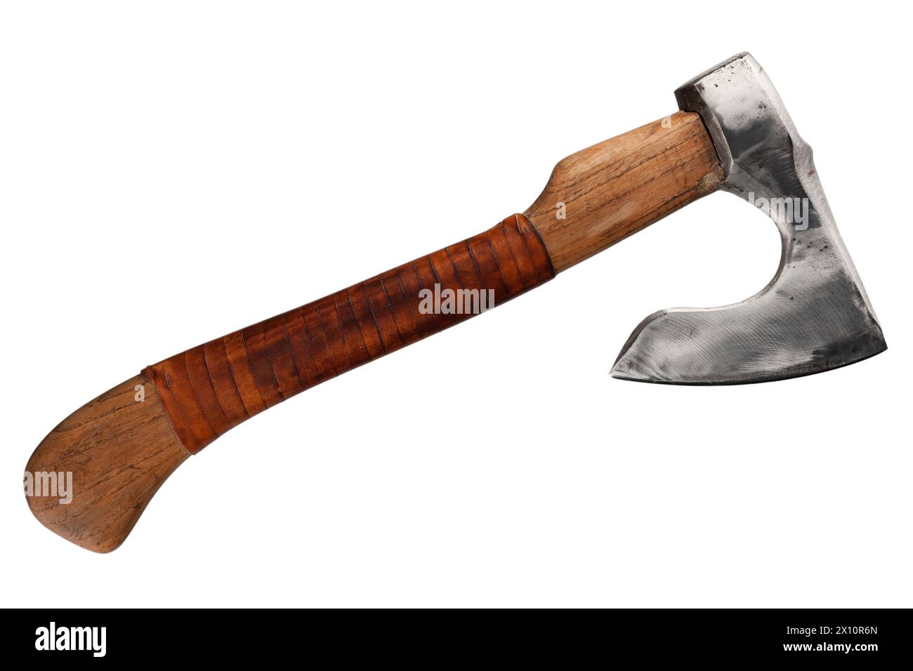 battle axe with wooden handle on white background Stock Photo - Alamy