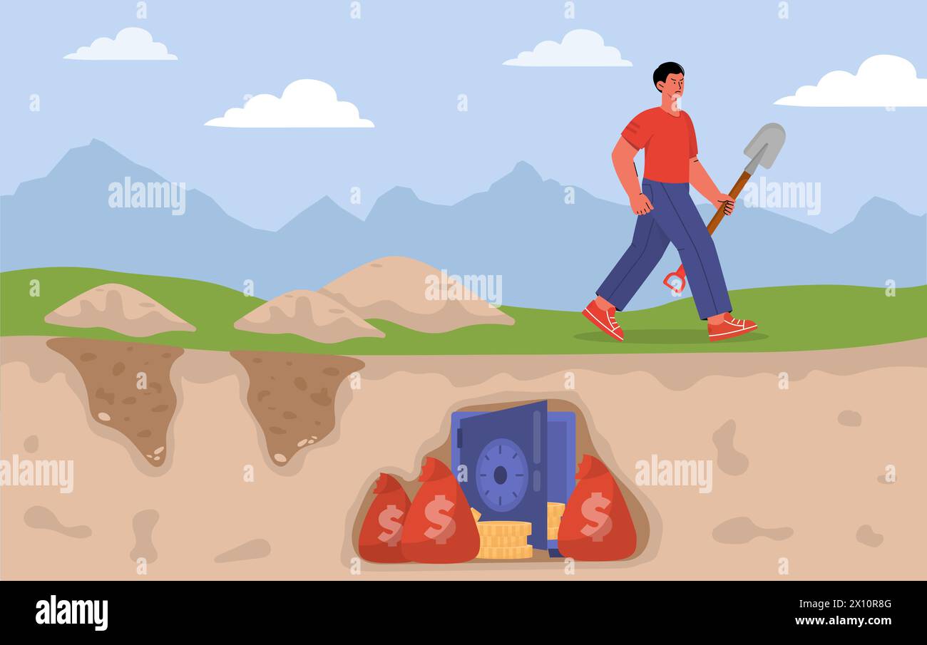 Digger give up near treasure vector Stock Vector Image & Art - Alamy