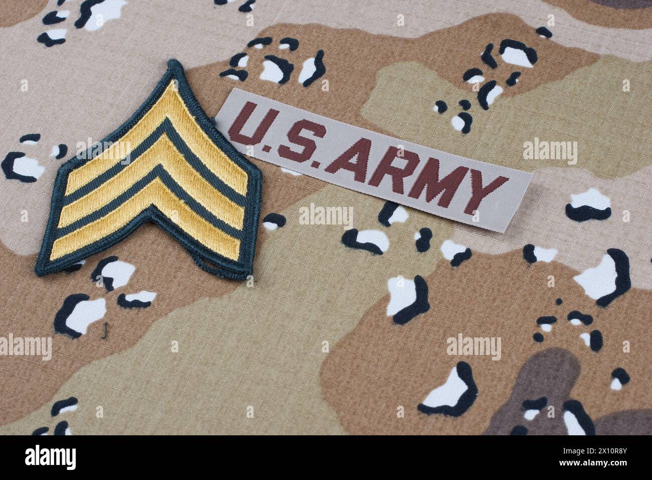US ARMY desert uniform with sergeant rank patch background Stock Photo ...