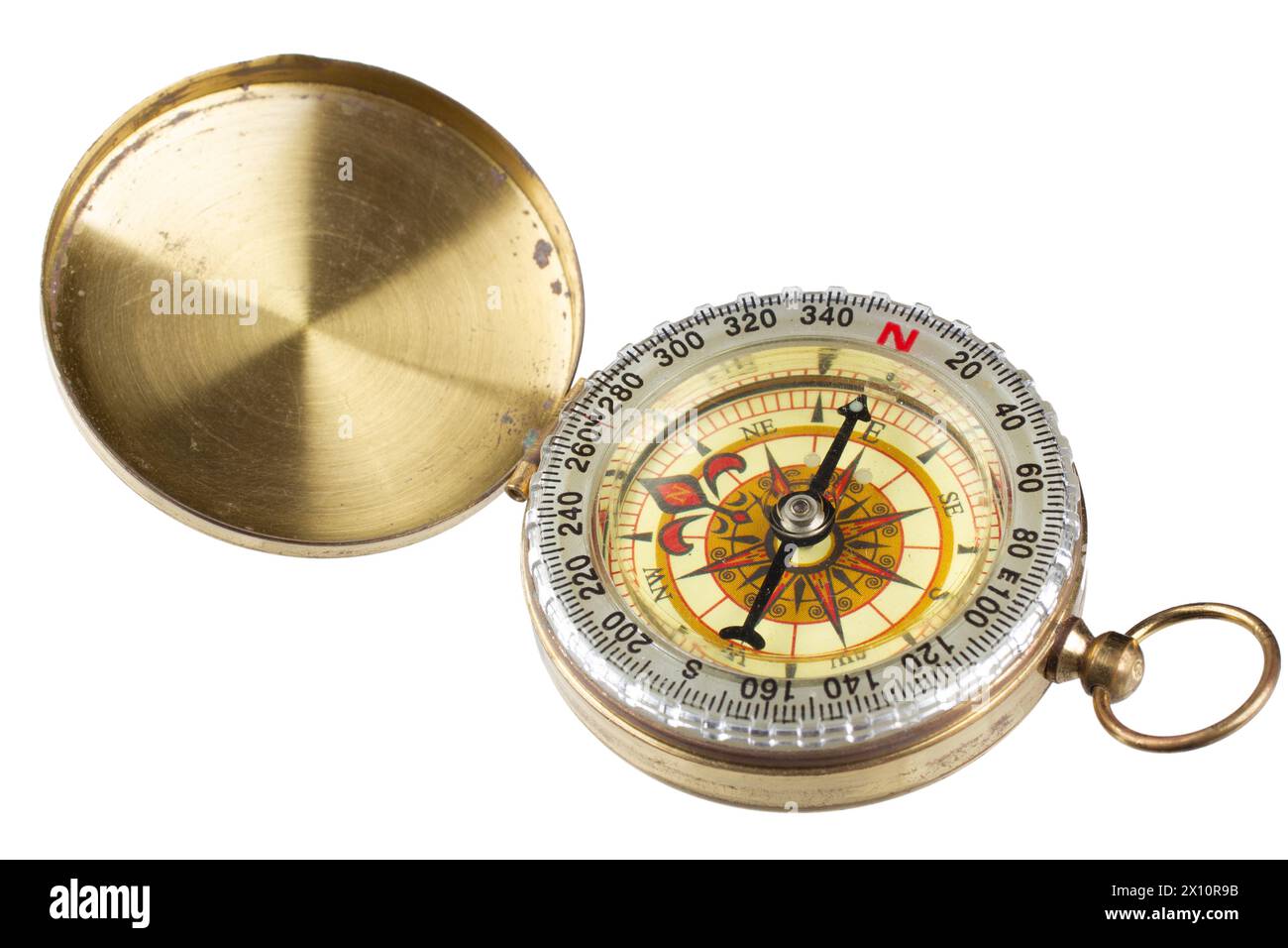 Vintage brass compass isolated on white Stock Photo - Alamy