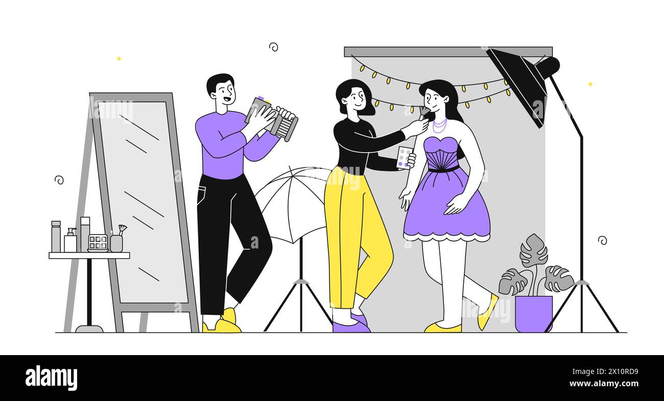 People at photo session vector linear Stock Vector Image & Art - Alamy