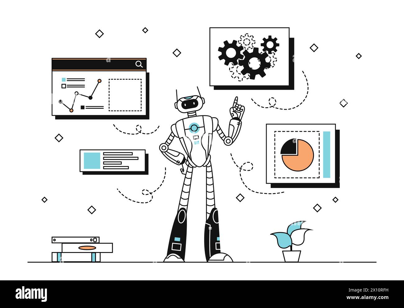 Robot at work vector simple Stock Vector Image & Art - Alamy