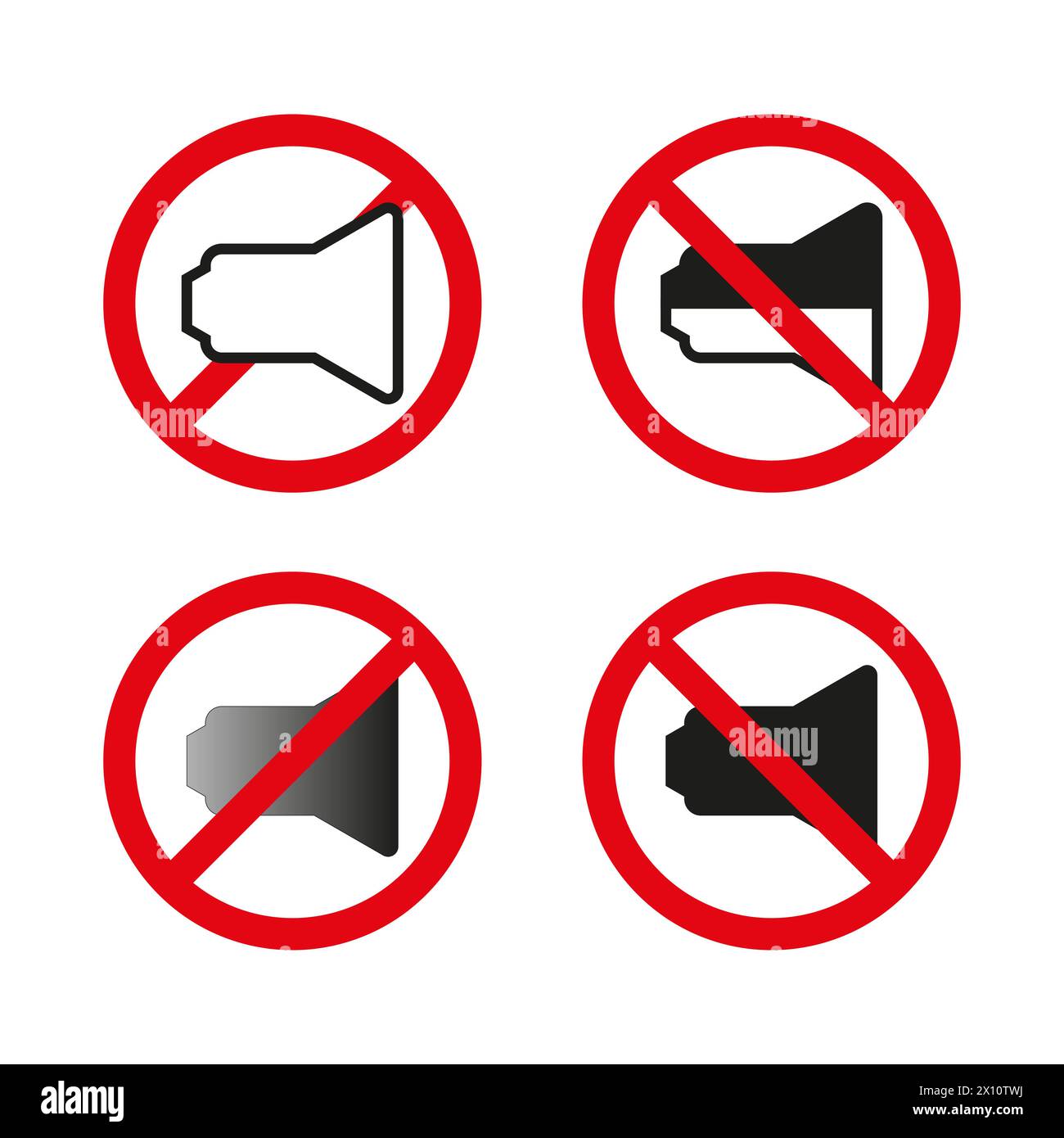 No sound icons. Prohibited speaker signs. Silent mode symbols. Vector ...