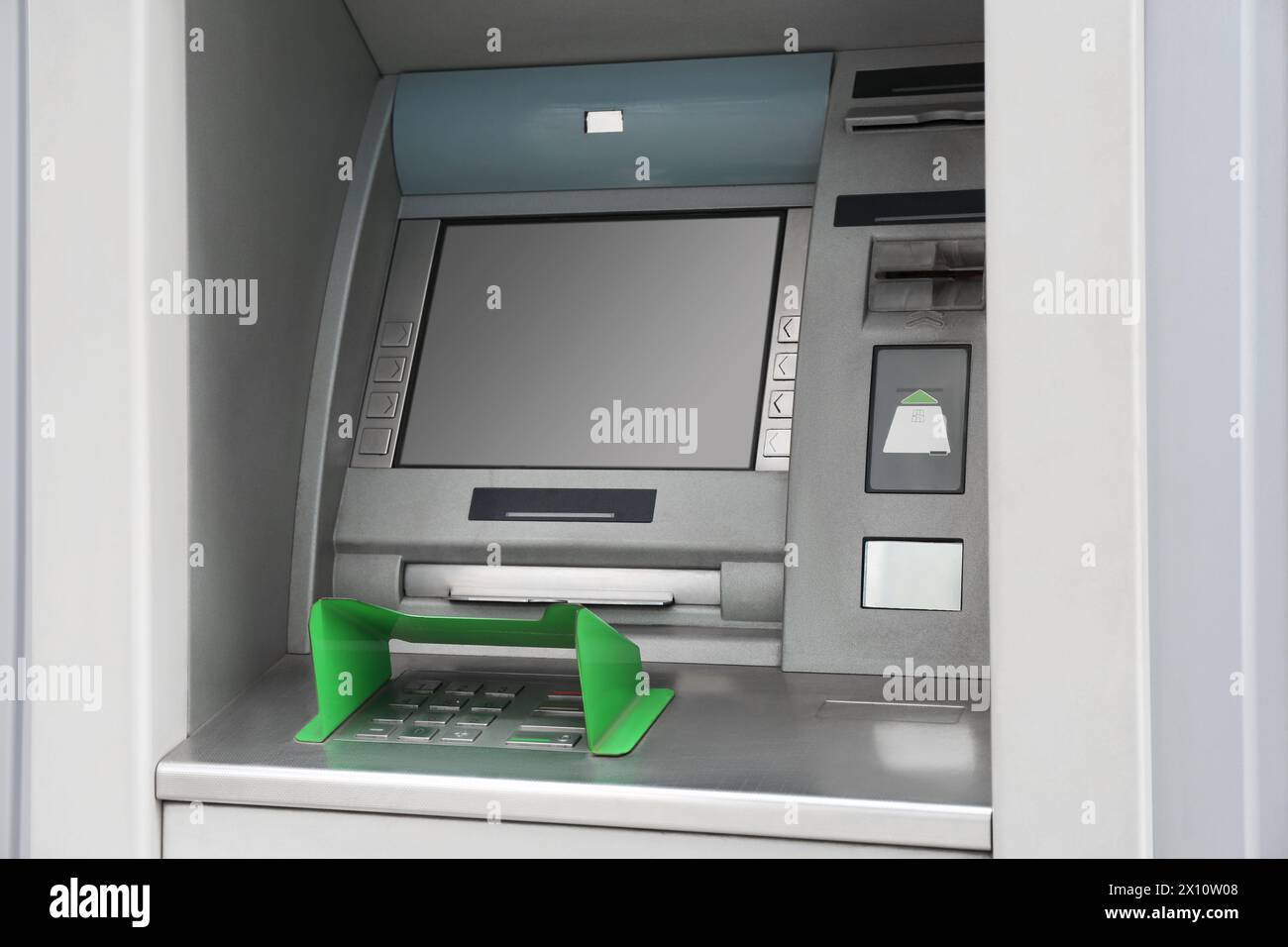 Modern automated cash machine with screen and keypad Stock Photo - Alamy