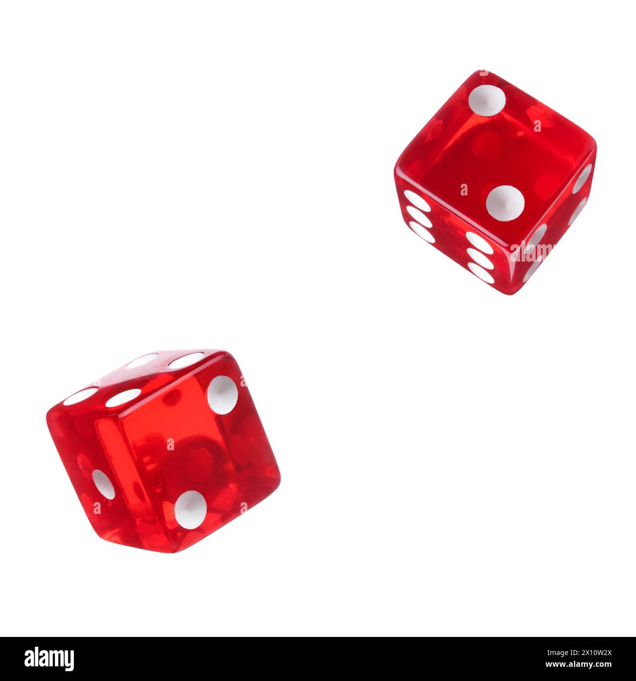 Two red dice in air on white background Stock Photo - Alamy