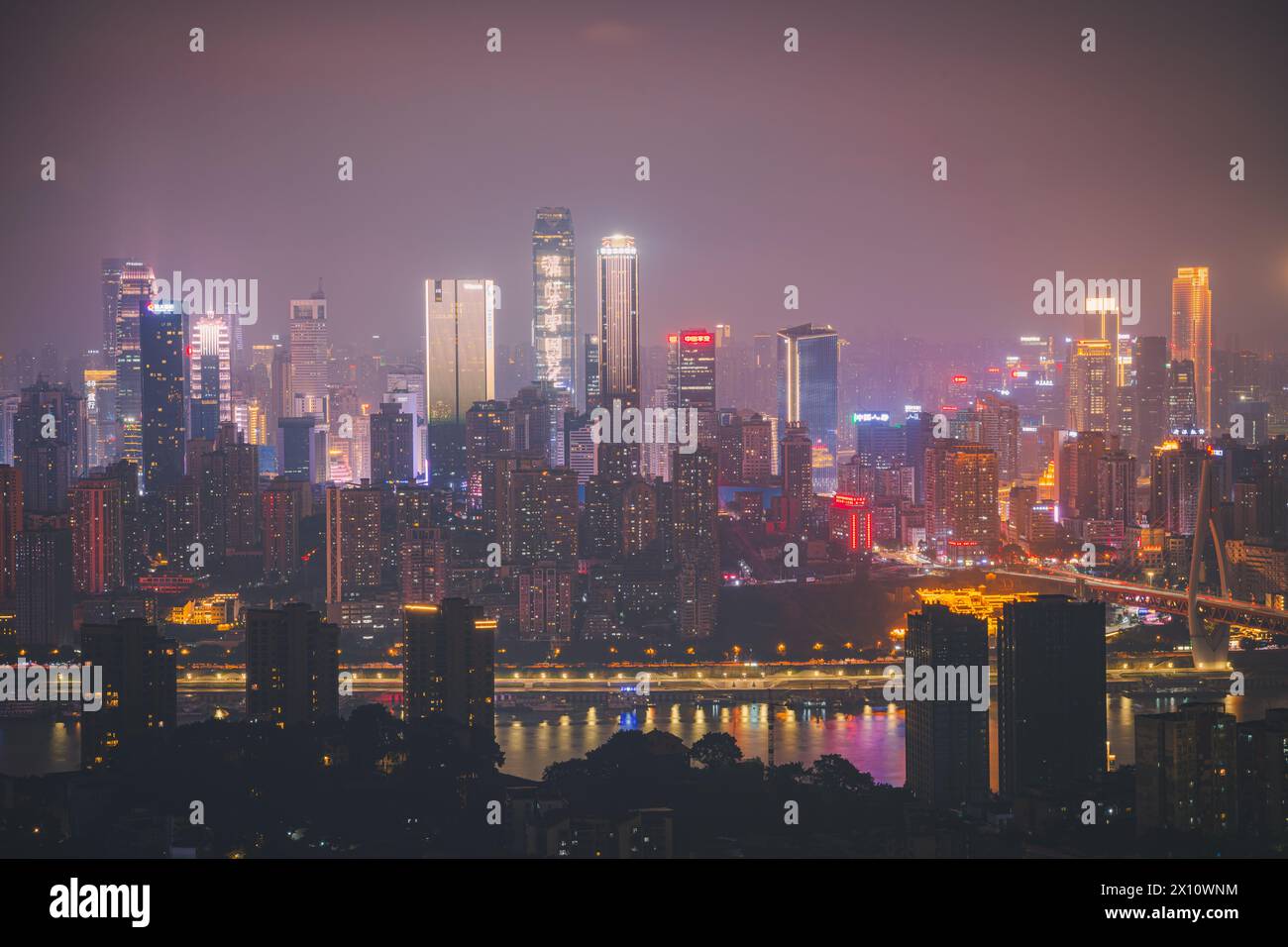 JANUARY 21, 2021, CHONGQING, CHINA: Night view and beautiful skyline of ...