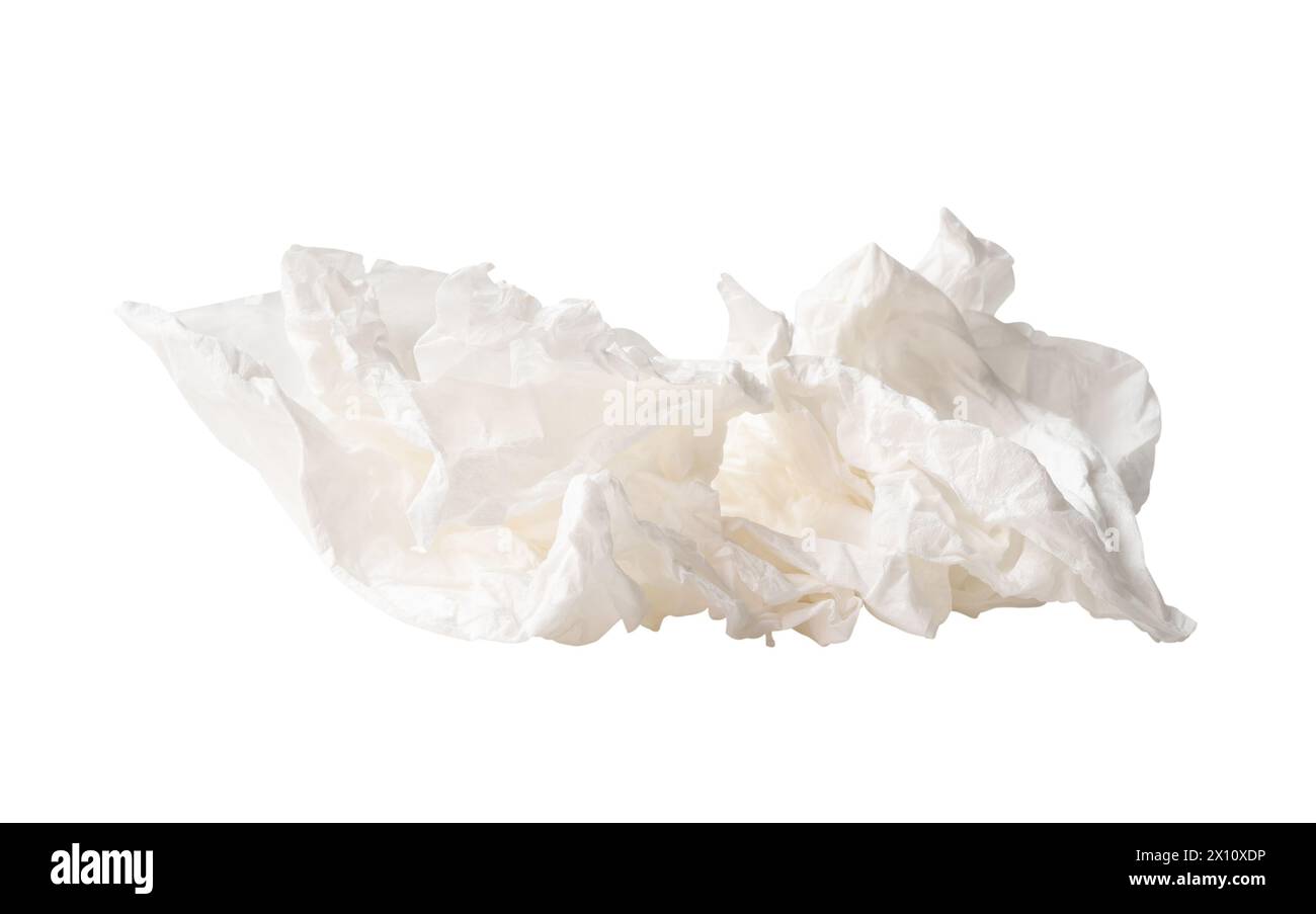 Front view set of screwed or crumpled tissue paper or toilet paper ...