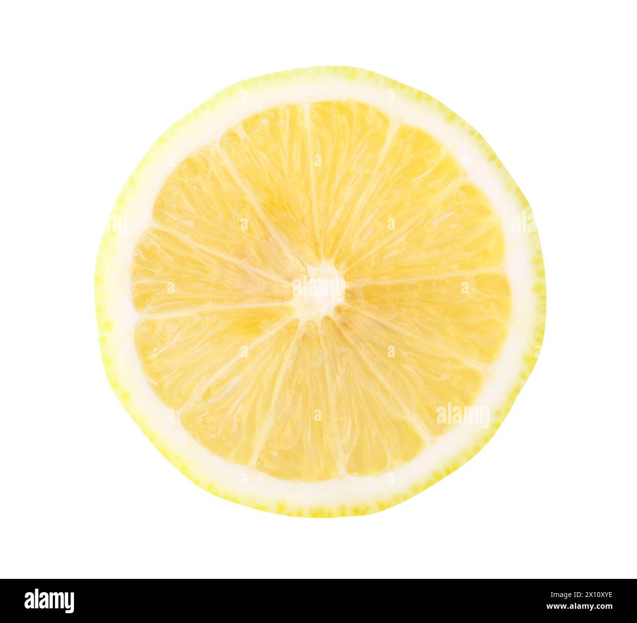 Top view of beautiful yellow lemon half is isolated on white background ...