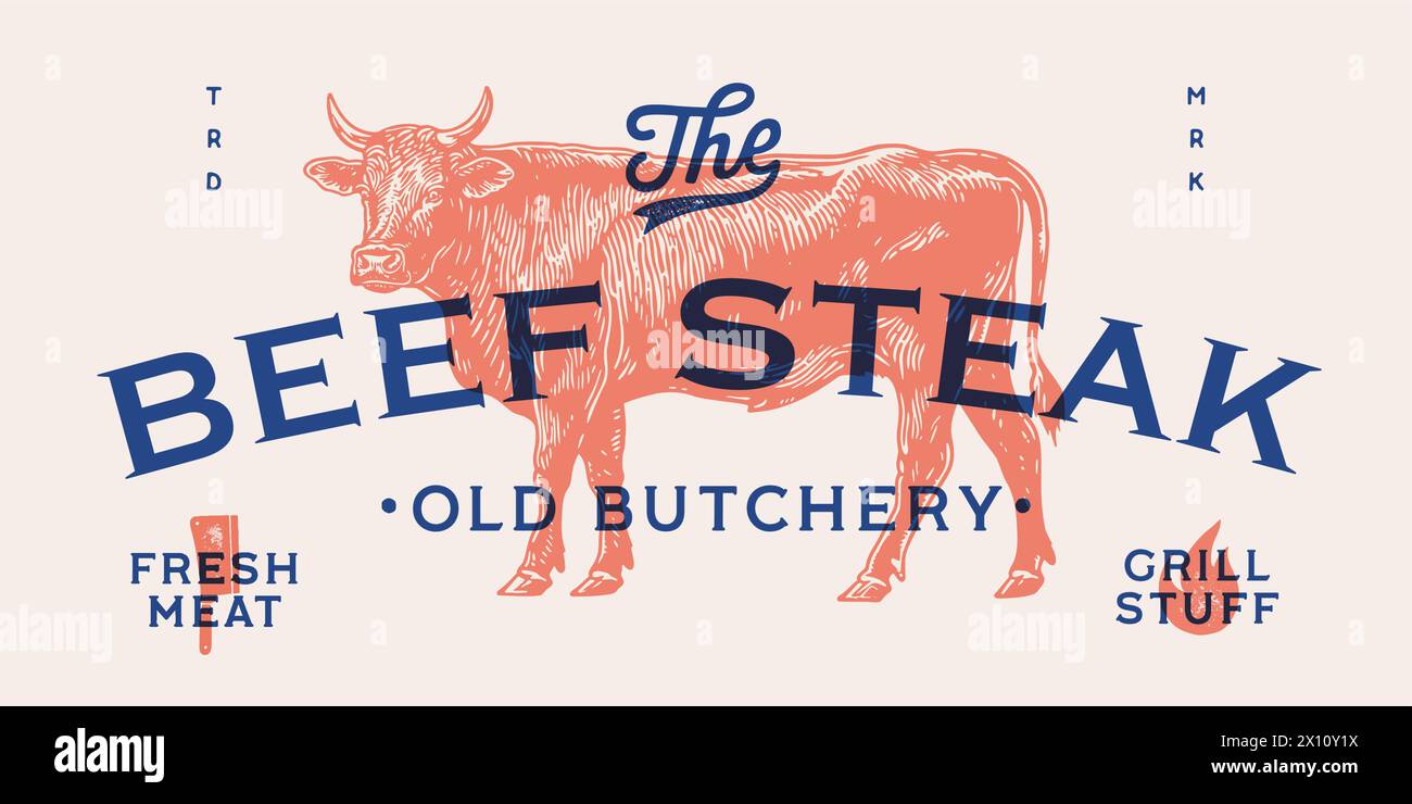 Cow, bull, beef meat tag label Stock Vector Image & Art - Alamy