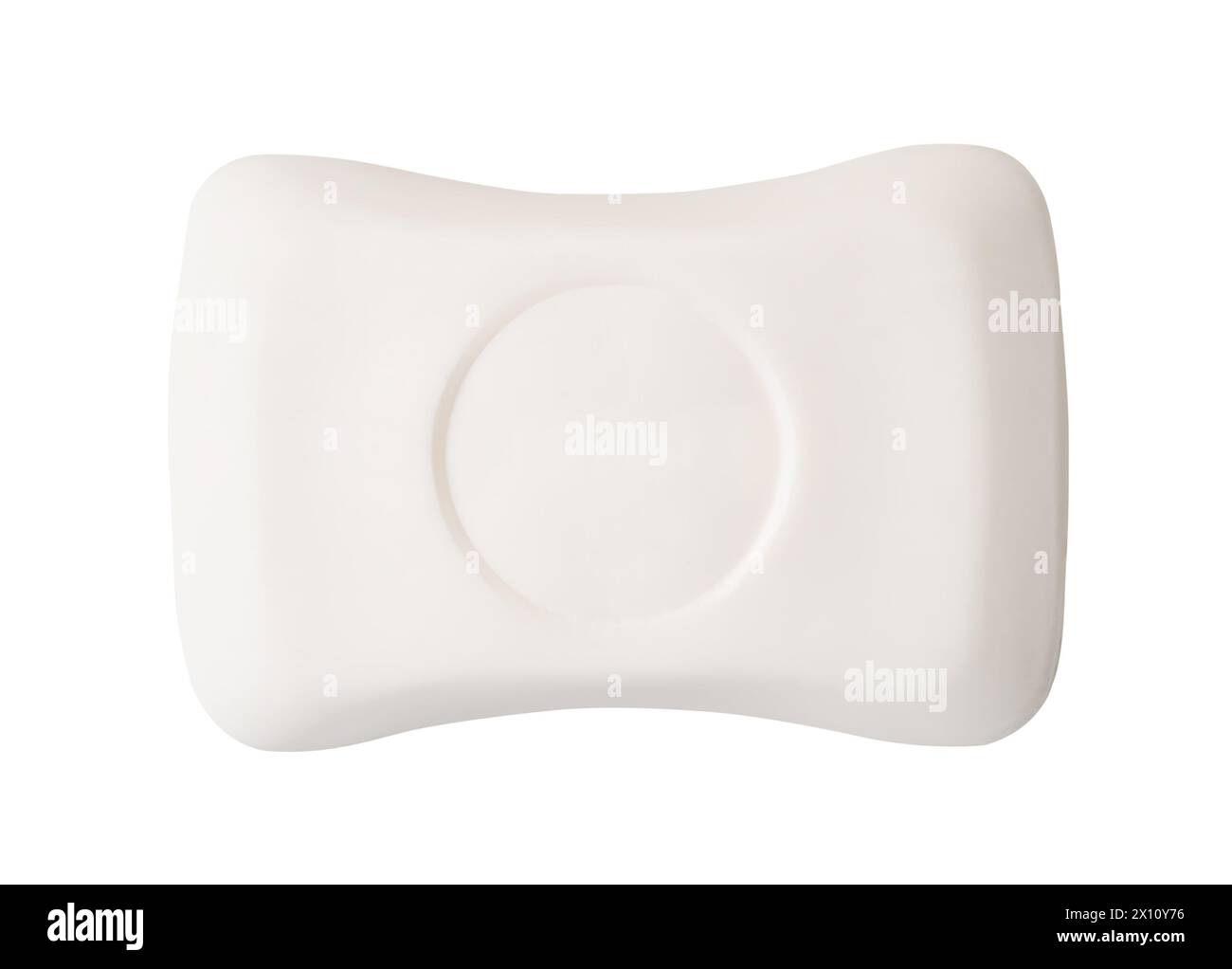 Top view of single bar of dry white soap is isolated on white ...