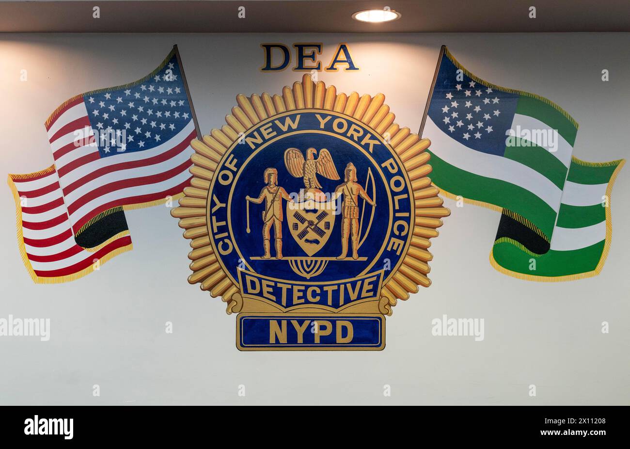 New York, New York, USA. 14th Apr, 2024. DEA logo seen on the wall as ...