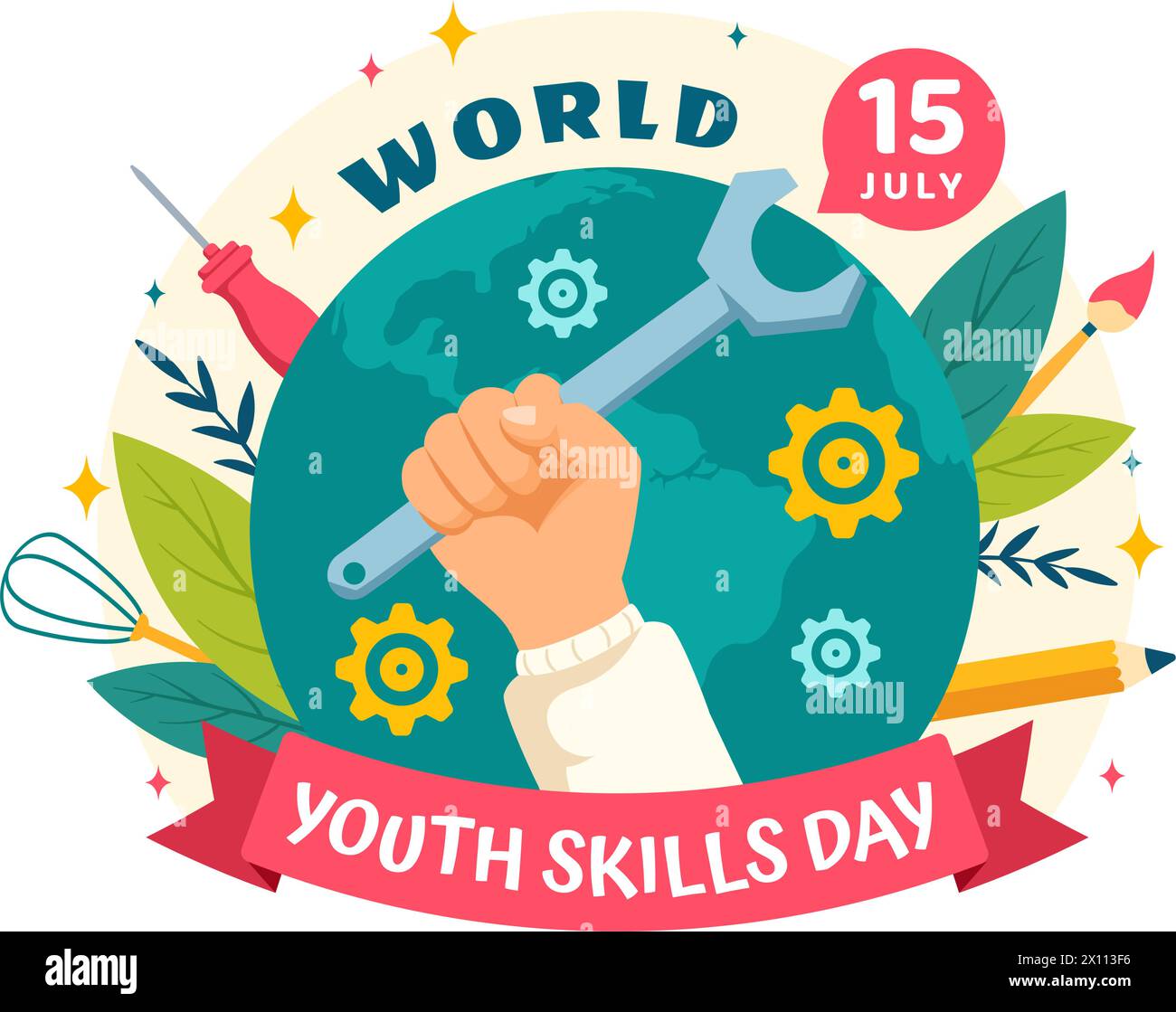 World Youth Skills Day Vector Illustration of People with Skills for ...