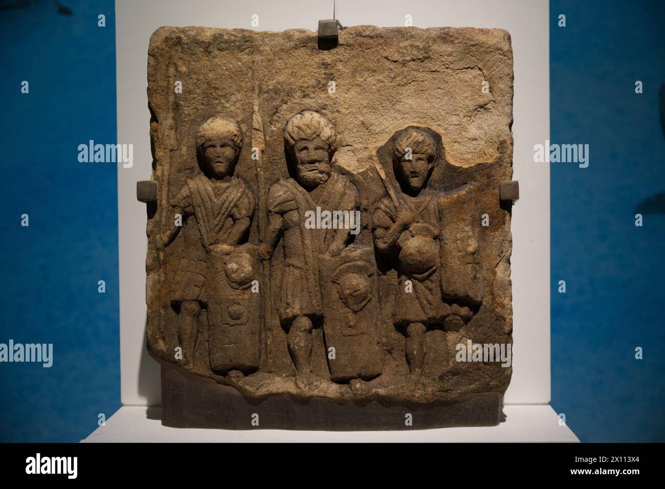 Sandstone memorial Croy Hill fort, North Lanarkshire, Scotland. Mid-AD ...