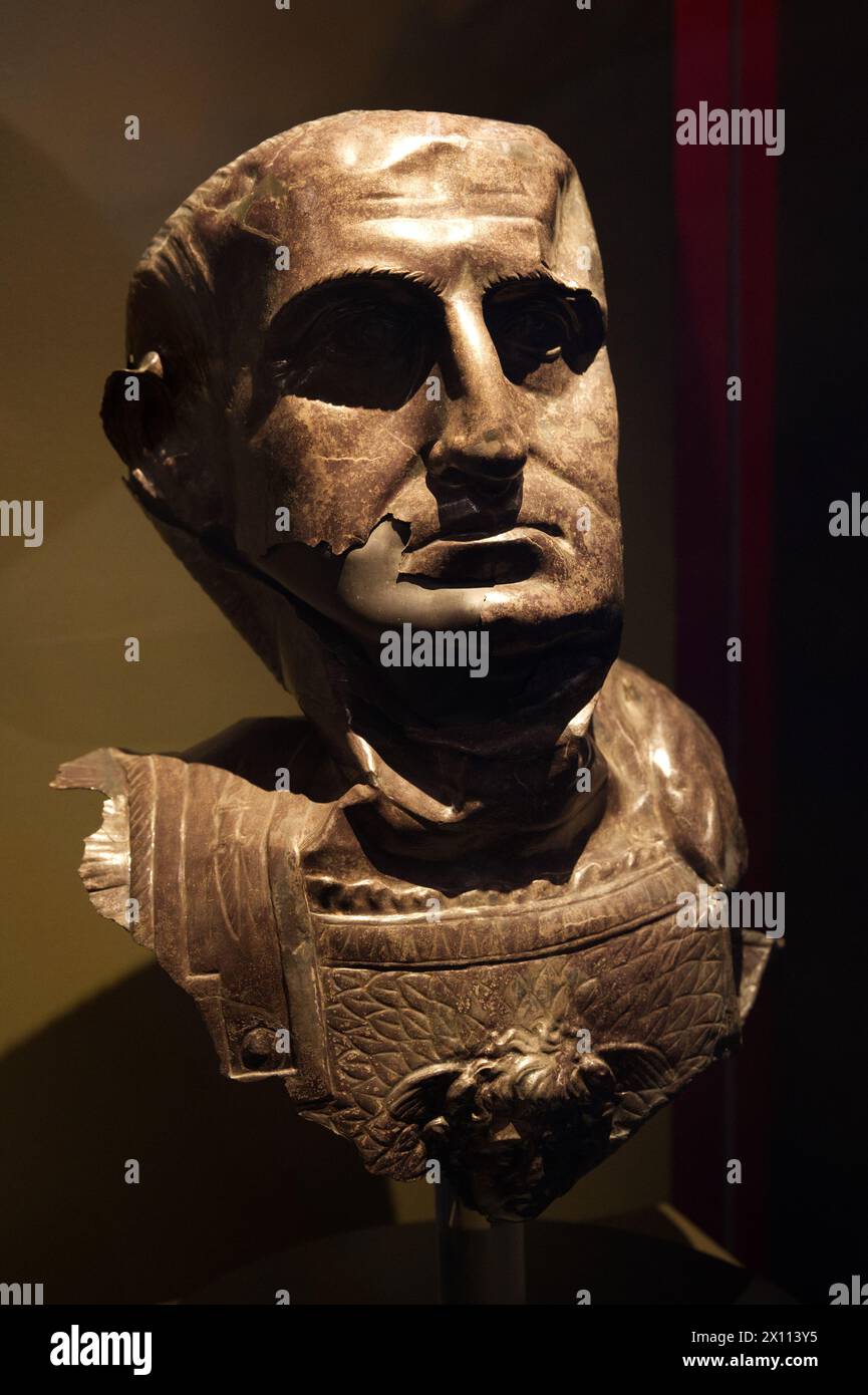 Emperor Galba standard, Silver, Herculaneum, Italy, AD79 This battered ...