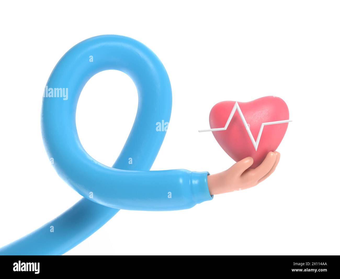 3d render. Medical heart rate icon. Doctor or cardiologist cartoon hand ...