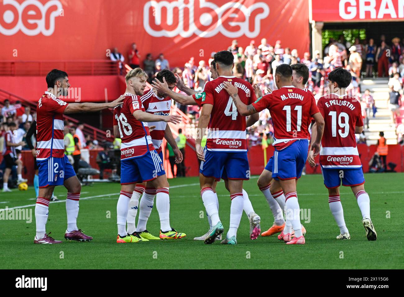 Granada, Granada, Spain. 14th Apr, 2024. Lucas Boyé celebrates his goal ...