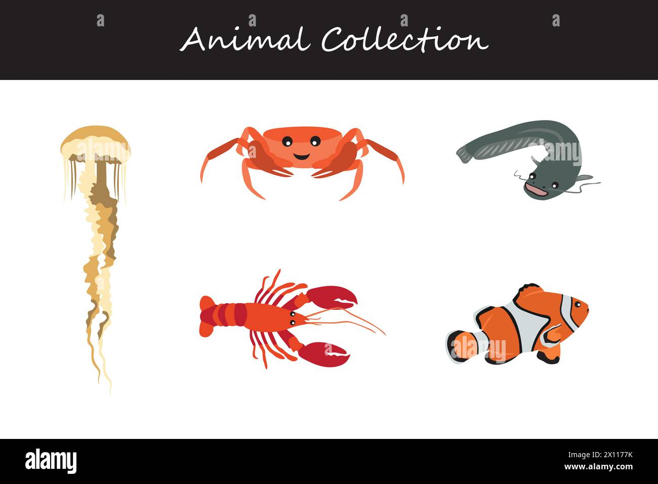 Animals collection isolated on white background. Flat style vector ...