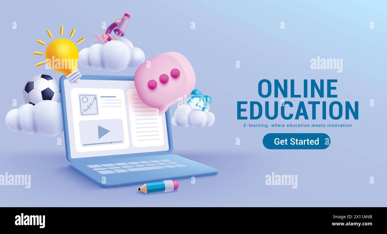 Online school vector design. Online education text with laptop computer ...