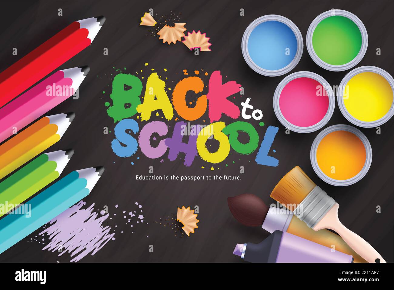 Back to school vector template design. Welcome back to school greeting ...