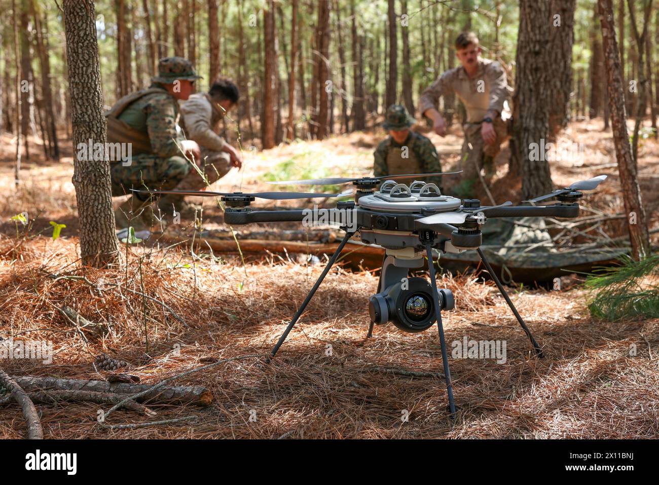 U.S. Marines with Small Unmanned Aerial System School prepare to fly a ...