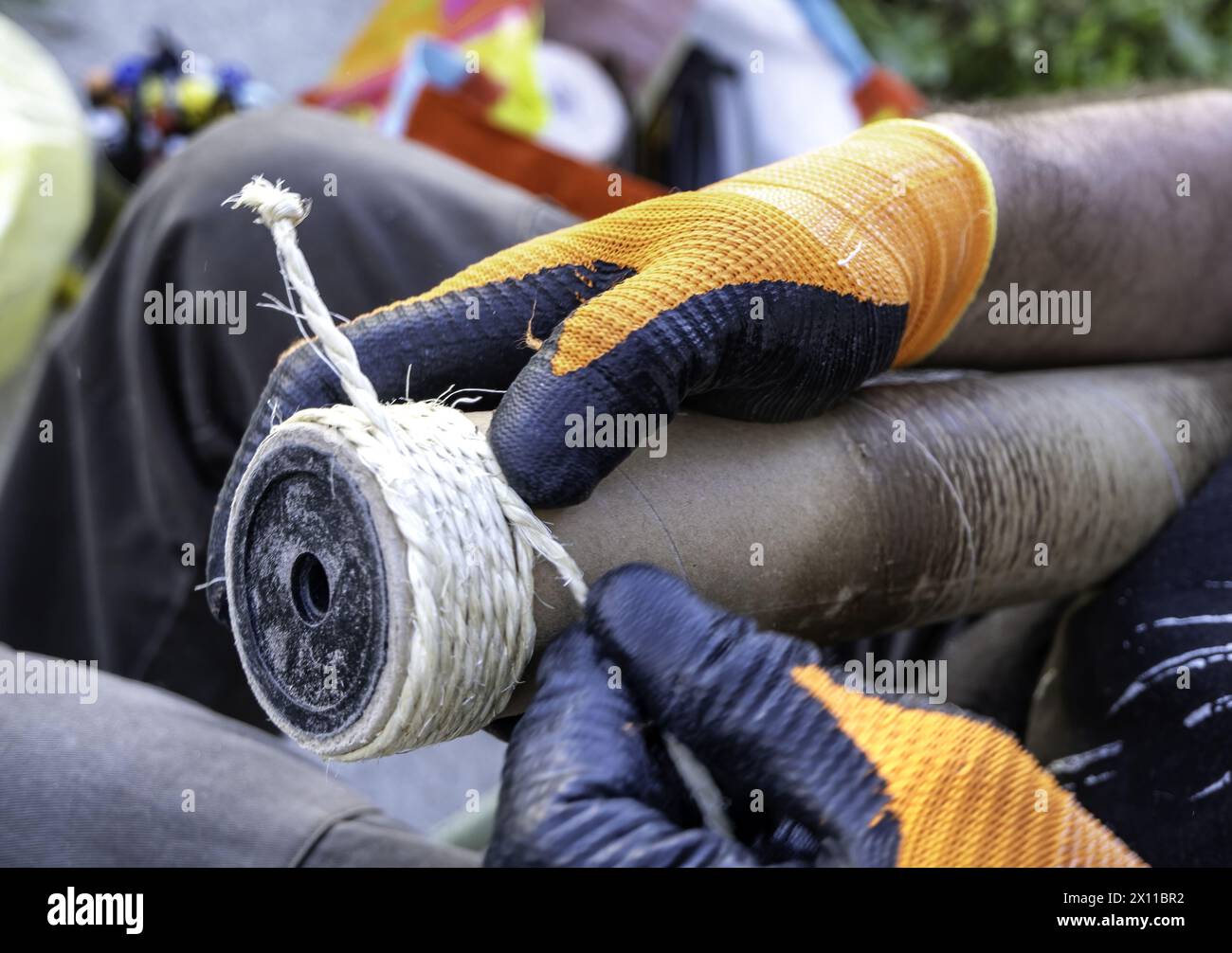 Detail of young man working with hands, crafts Stock Photo - Alamy
