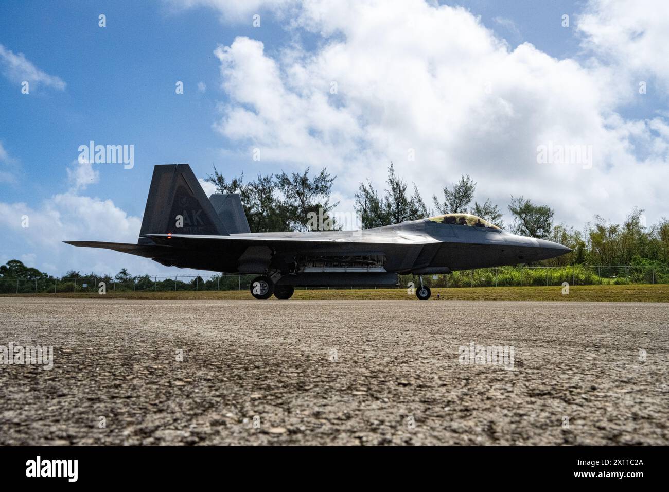 An F-22 Raptor assigned to the 90th Expeditionary Fighter Squadron out ...
