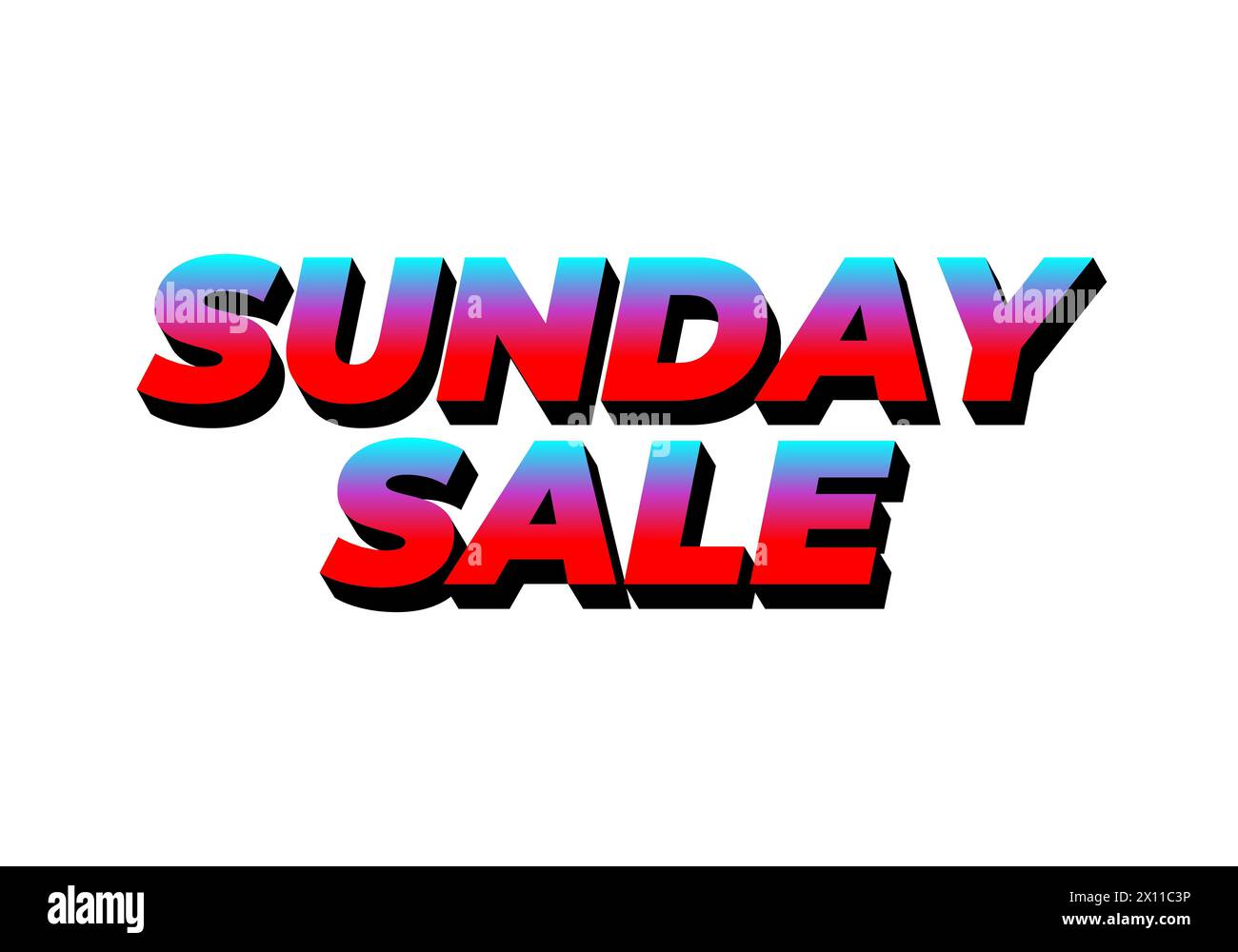Sunday sale. Text effect design in 3D style and eye catching colors ...