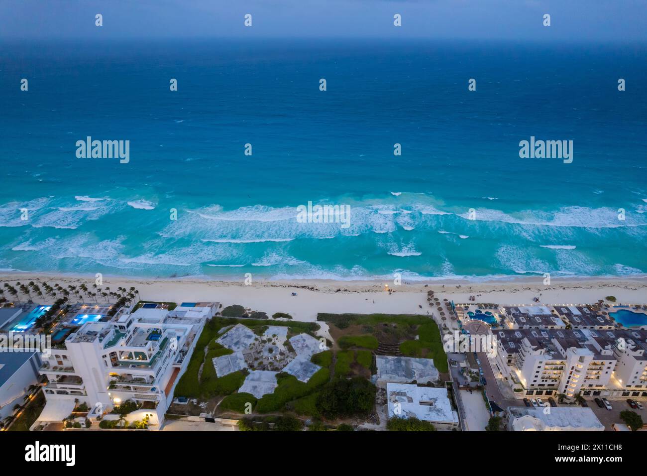 Aerial view of the cancun hotel zone at late afternoon Stock Photo - Alamy
