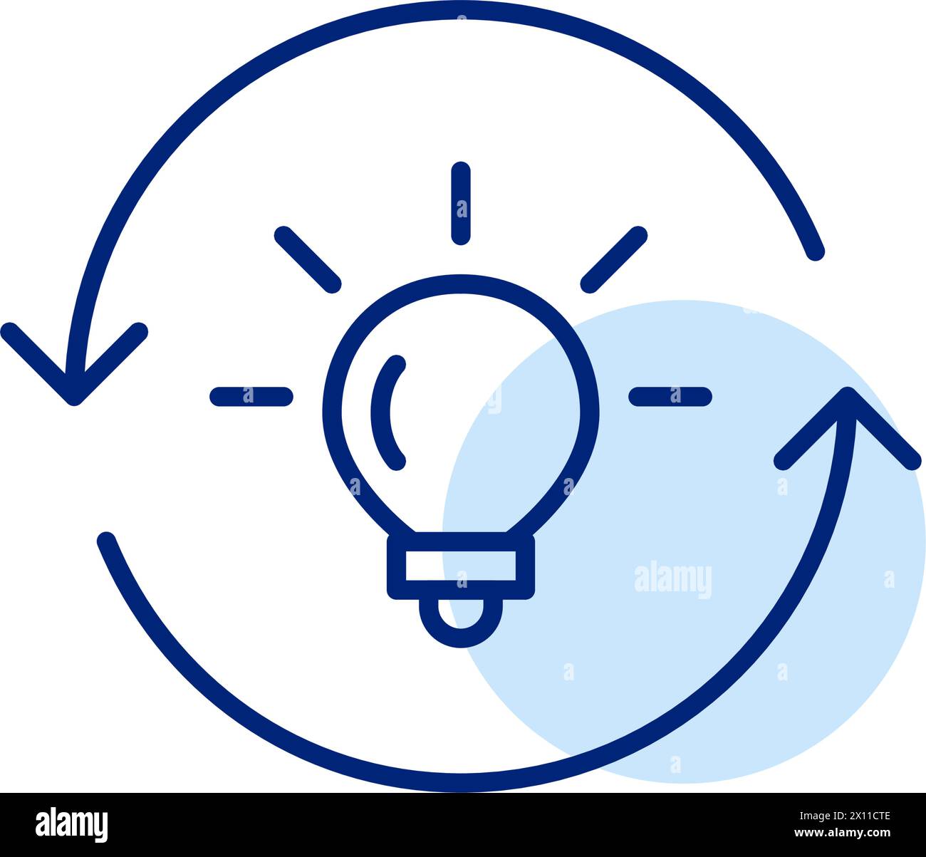 Light bulb inside refresh arrows. Innovative thinking, problem solving ...