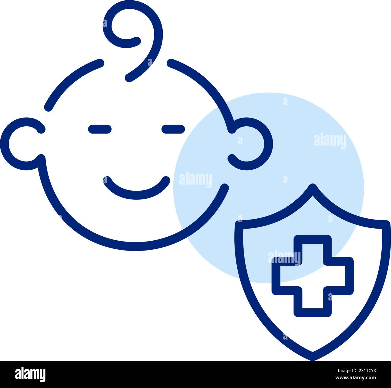 Pediatric medicine. Infant and shield with cross. Specialized ...