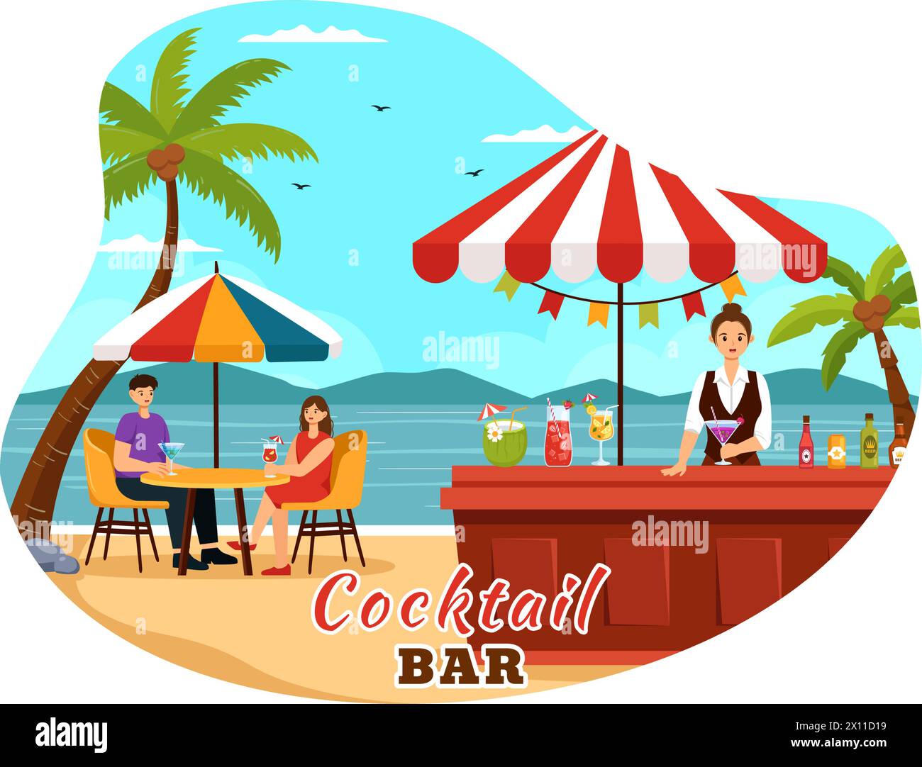 Cocktail Bar or Nightclub Vector Illustration of Friends Hanging Out ...