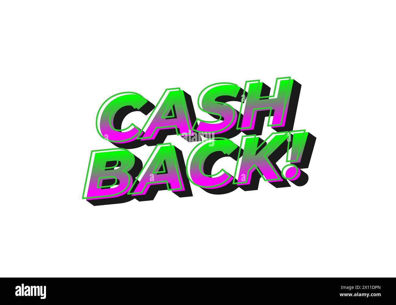 Cash back. Text effect design in eye catching colors and 3D look Stock ...