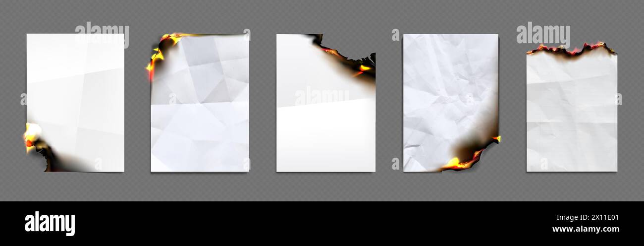 Burnt fire paper. Flame page edge design vector. Burn effect on old ...
