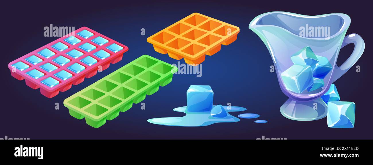 Plastic tray for ice cube making, melting frozen water block and ...