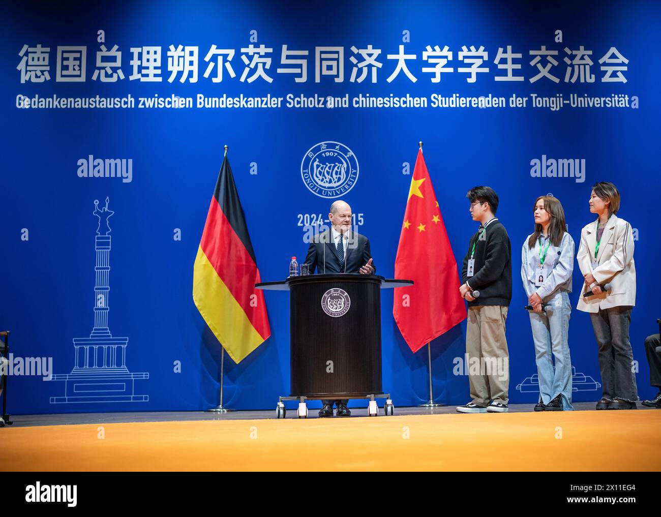 15 April 2024, China, Shanghai: Federal Chancellor Olaf Scholz (SPD ...