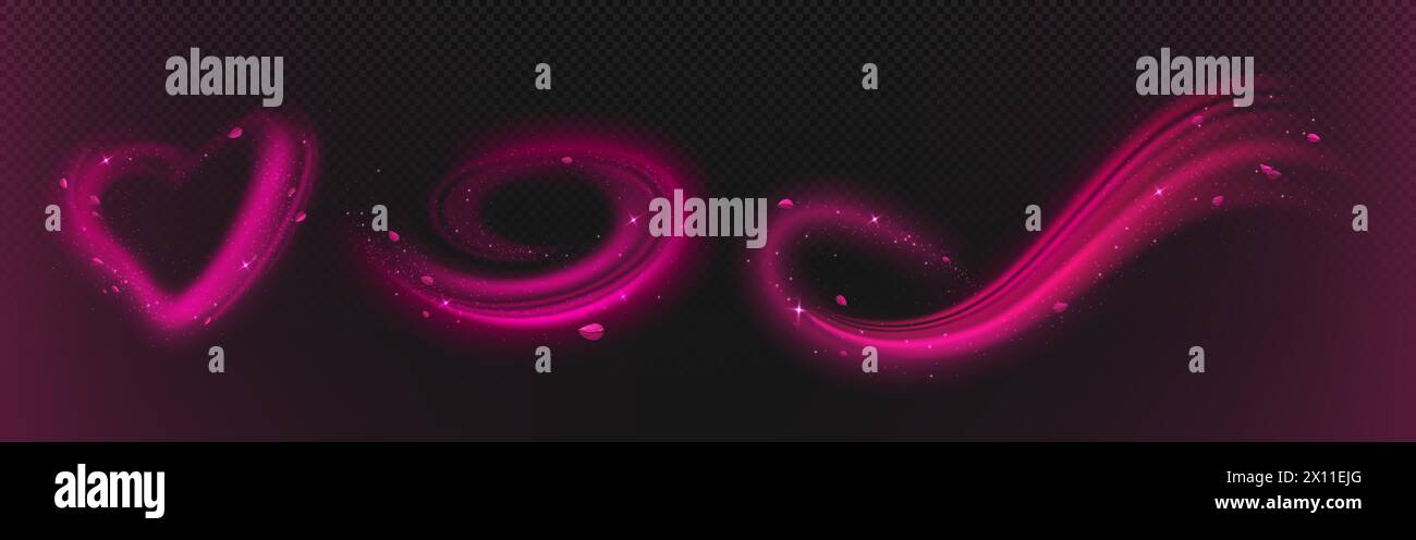 Pink fragrance wind with flower petal swirl effect. Rose blossom fly ...