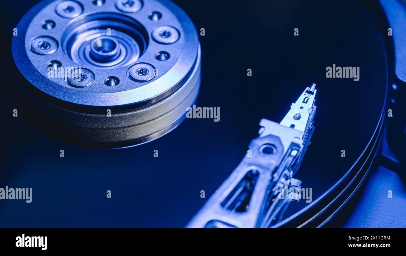 hard disk drive. computer digital data storage device. blue toned image Stock Photo - Alamy