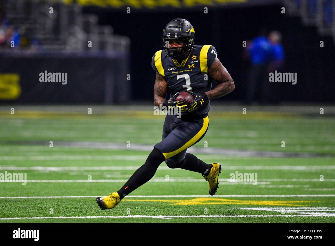 San Antonio, Texas, USA. 14th Apr, 2024. SA Brahmas #3 Marcell Ateman ...