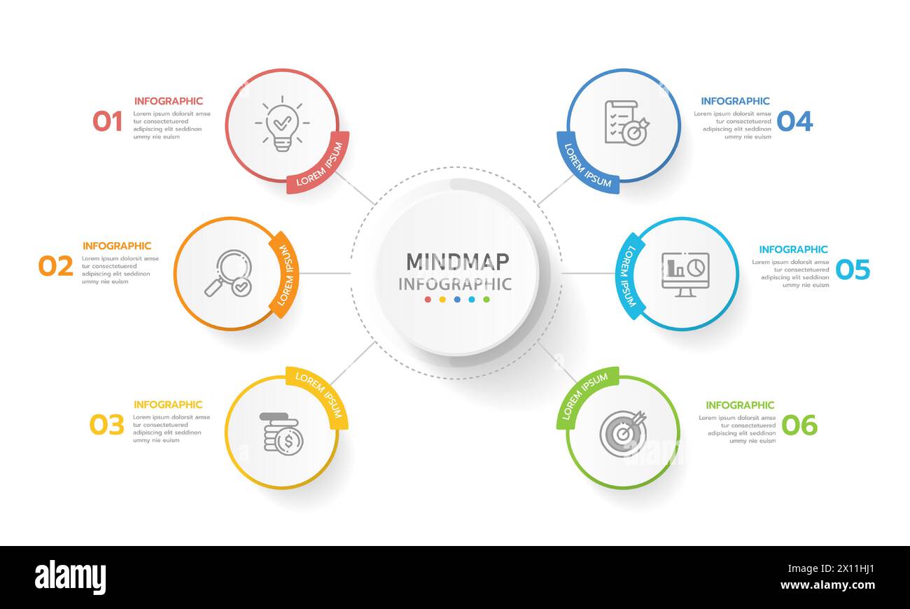 Infographic 6 Steps Modern Mindmap Diagram With Rectangle Topics Vector ... Infographic 6 Steps Modern Mindmap Diagram With Rectangle Topics Vector ...