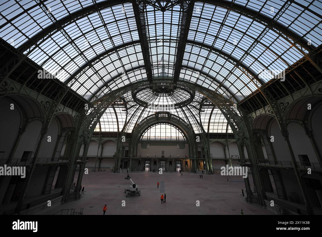 An inside view of the Grand Palais on April 15, 2024 in Paris, France ...