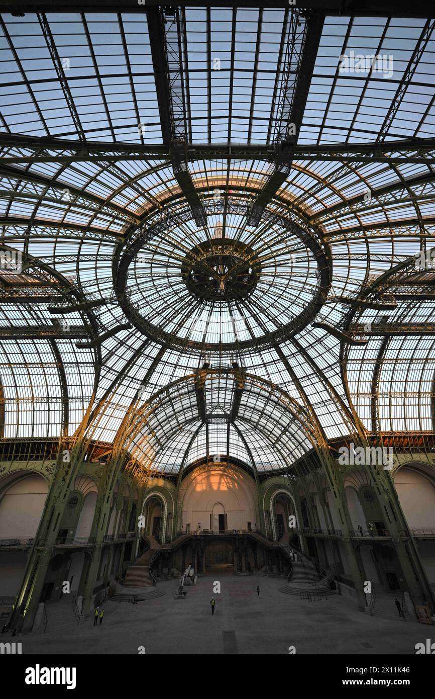 An inside view of the Grand Palais on April 15, 2024 in Paris, France ...