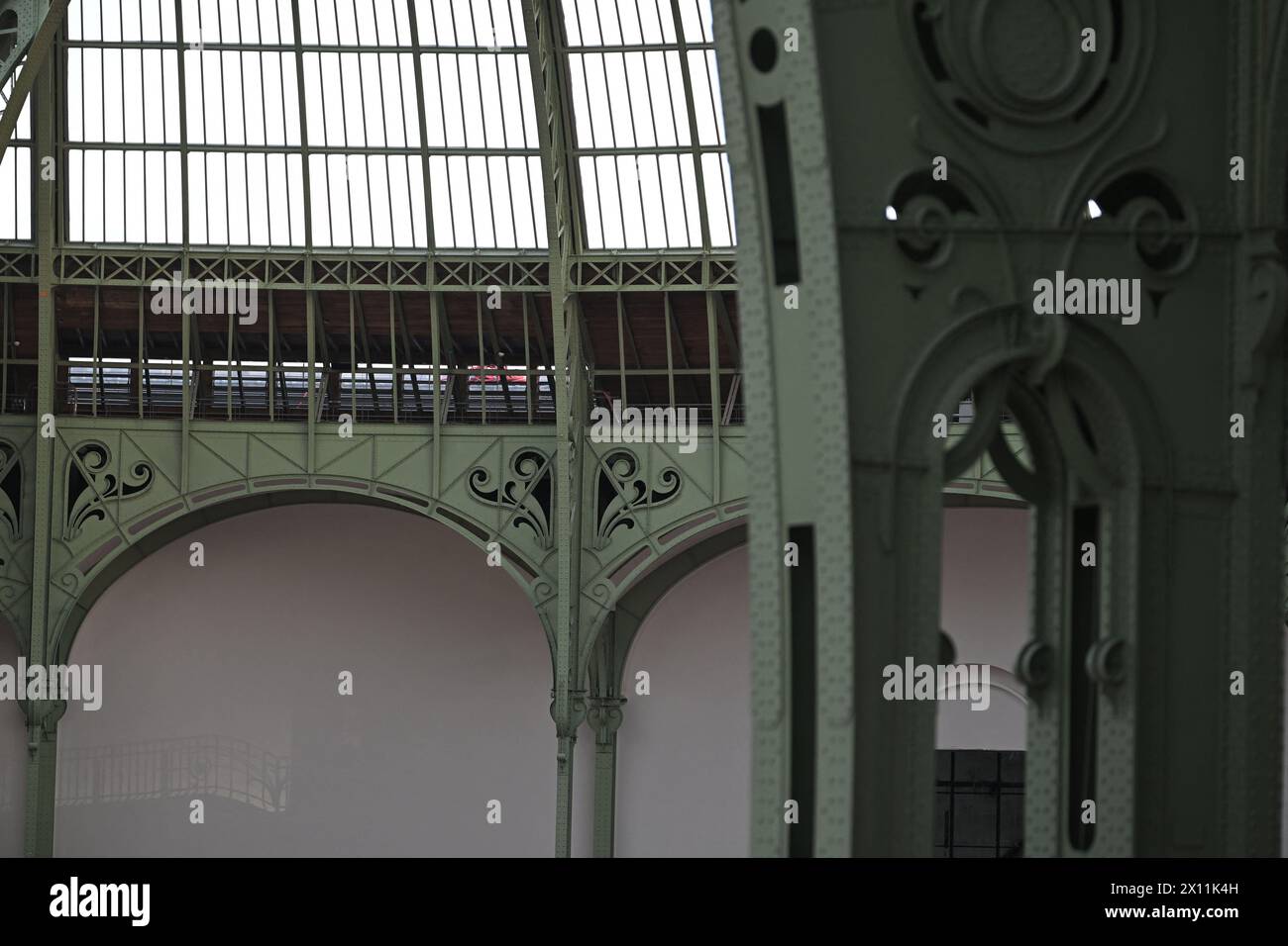 An inside view of the Grand Palais on April 15, 2024 in Paris, France ...