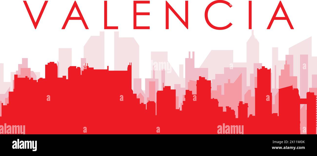 Red panoramic city skyline poster of VALENCIA, VENEZUELA Stock Vector ...